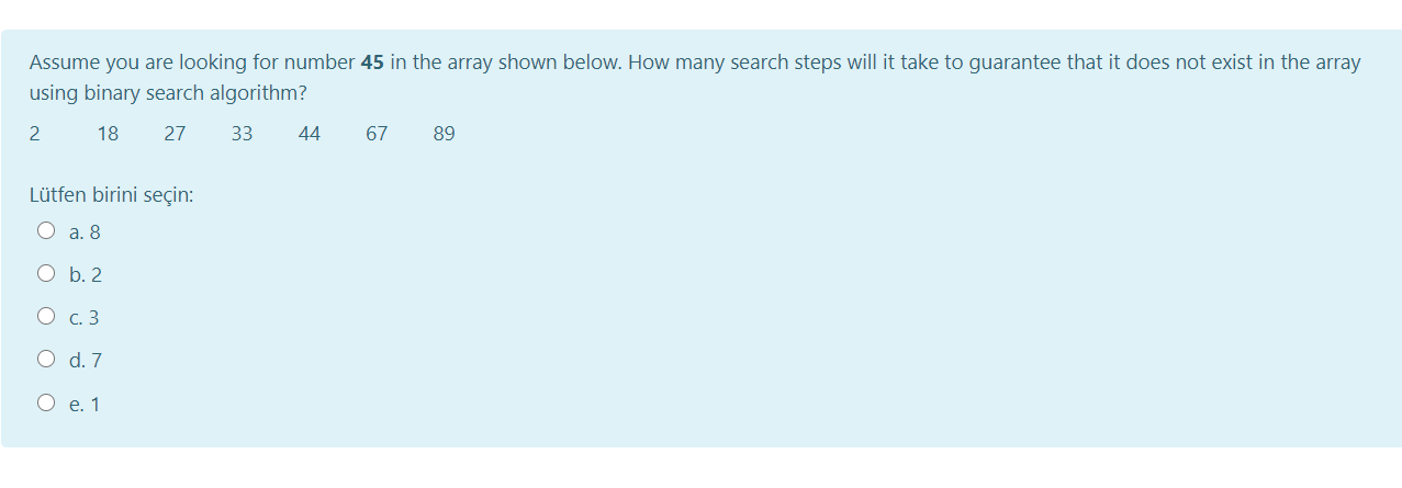 Solved Assume you are looking for number 45 in the array | Chegg.com