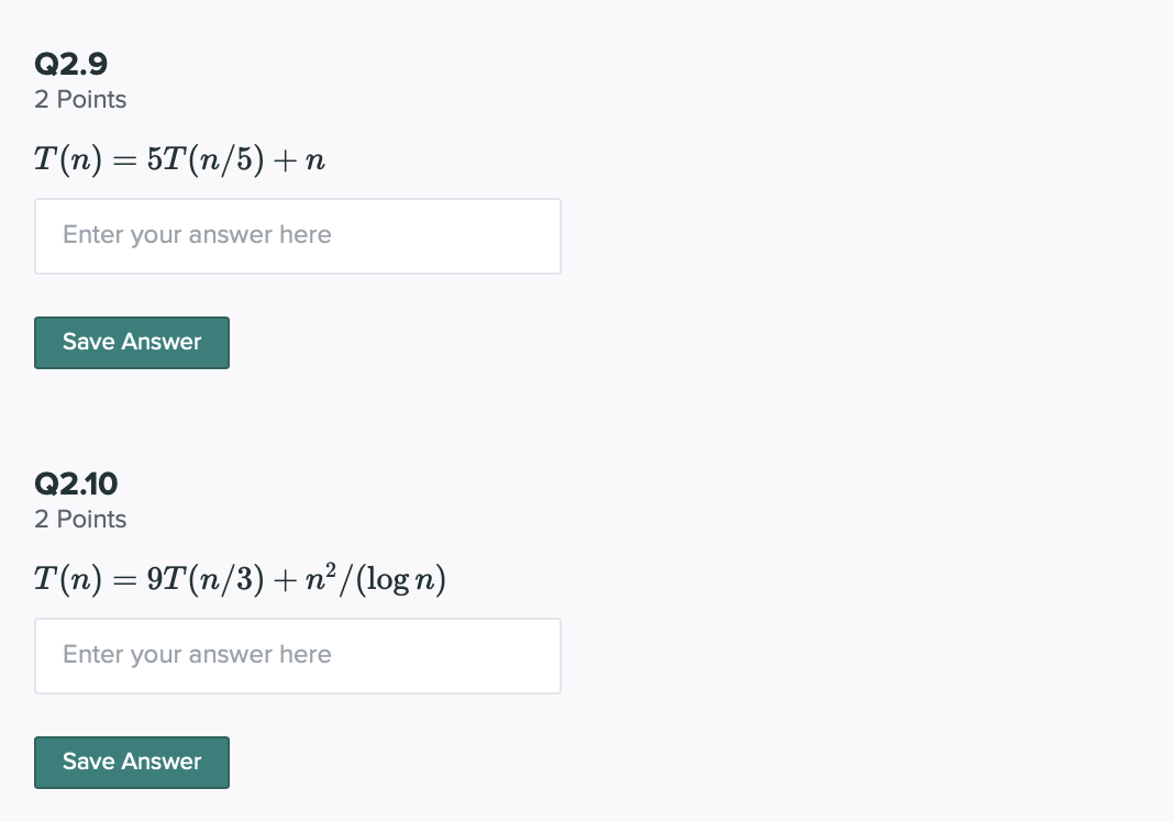 Solved Q2 Divide and Conquer: Recurrences 20 Points Give | Chegg.com