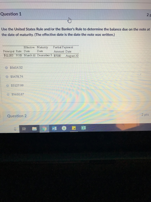 Solved Use the United dates rule and or banker rule to | Chegg.com