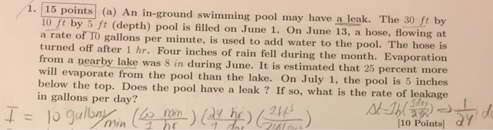 Solved i. 15 points (a) An in-ground swimming pool may have | Chegg.com