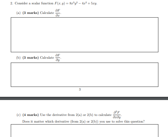 Solved 2. Consider a scalar function F(x,y) = 8x*y - 4x2 + | Chegg.com