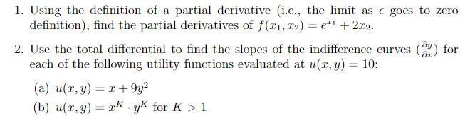 Solved 1. Using the definition of a partial derivative | Chegg.com
