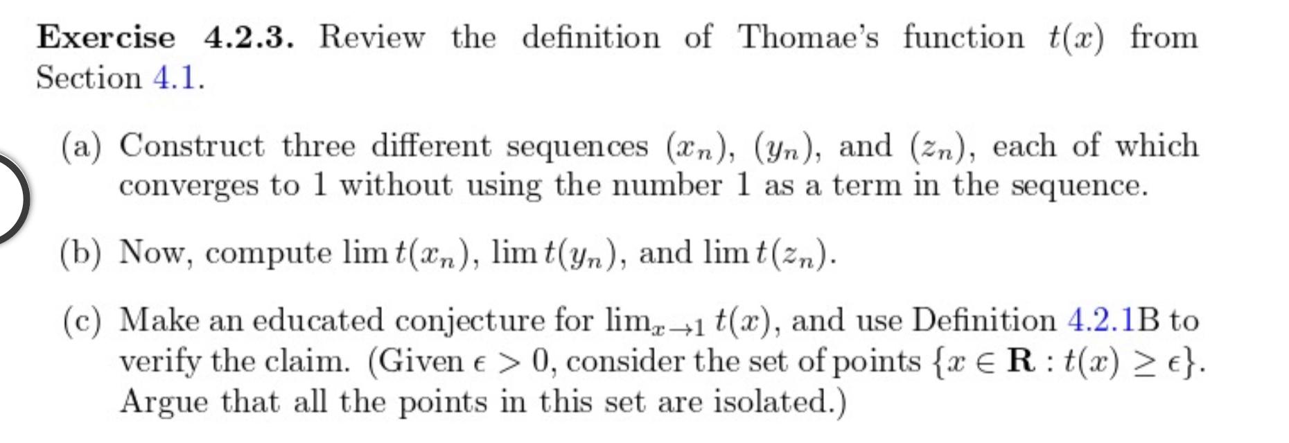 Solved Exercise 4.2.3. Review the definition of Thomae's | Chegg.com