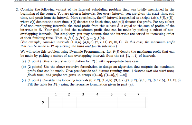 Solved 2. Consider the following variant of the Interval | Chegg.com