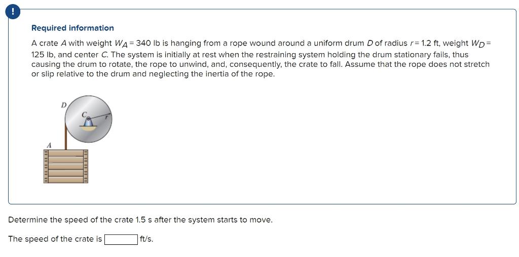 Solved Required information A crate A with weight WA=340lb | Chegg.com
