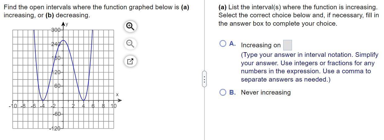 Solved Find the open intervals where the function graphed | Chegg.com
