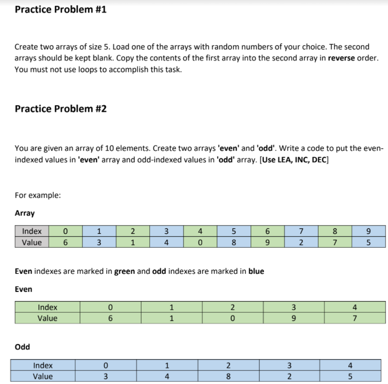 Solved Practice Problem #1 Create two arrays of size 5. Load | Chegg.com
