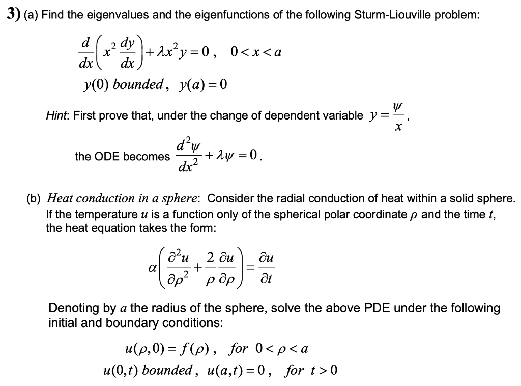 (a) Find the eigenvalues and the eigenfunctions of | Chegg.com