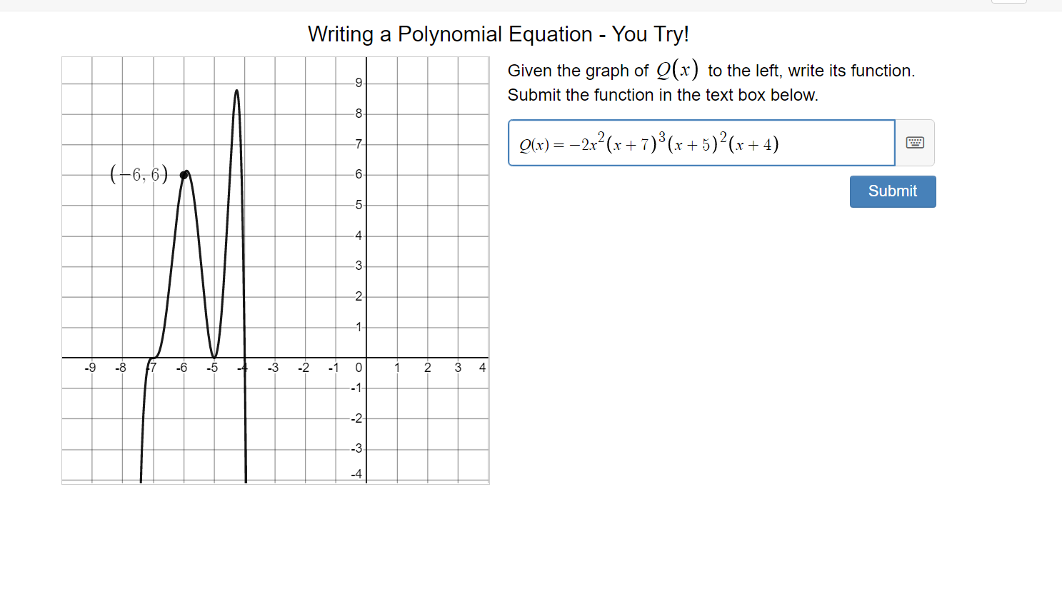 Solved Writing a Polynomial Equation - You Try! Given the | Chegg.com