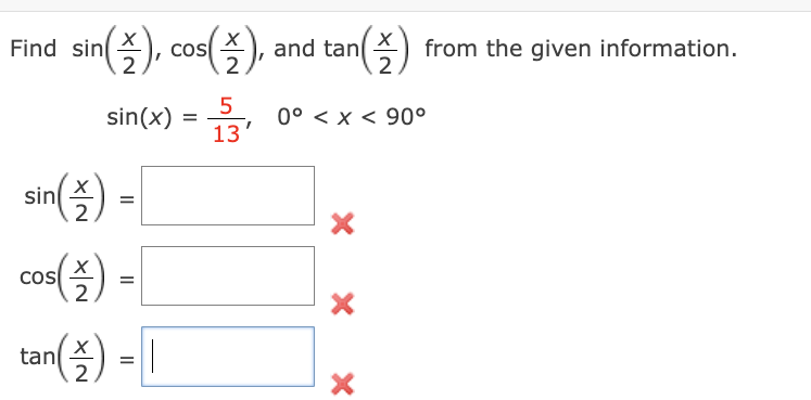 [Solved]: Find sin(2x),cos(2x), and tan(2x) from the given