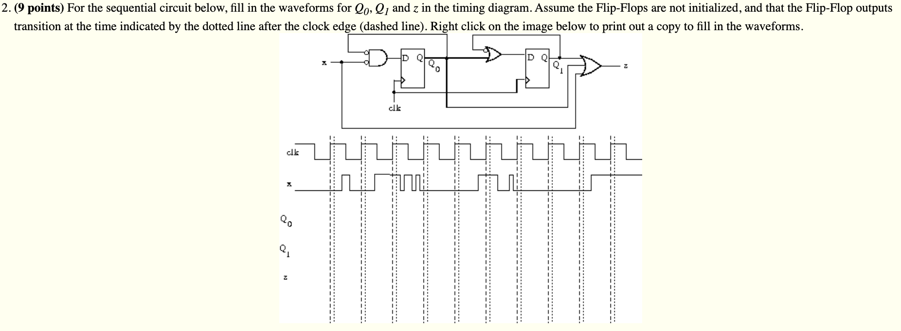 Solved 2. (9 points) For the sequential circuit below, fill | Chegg.com