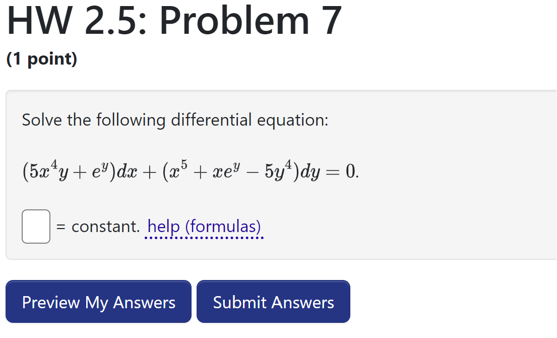 Solved HW 2.5: Problem 7 (1 point) Solve the following | Chegg.com