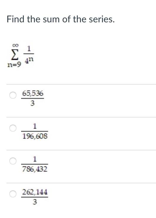Solved Find the sum of the series. ਵਿਕ ' ਪੰਜ ) n=0 23 8 127 | Chegg.com