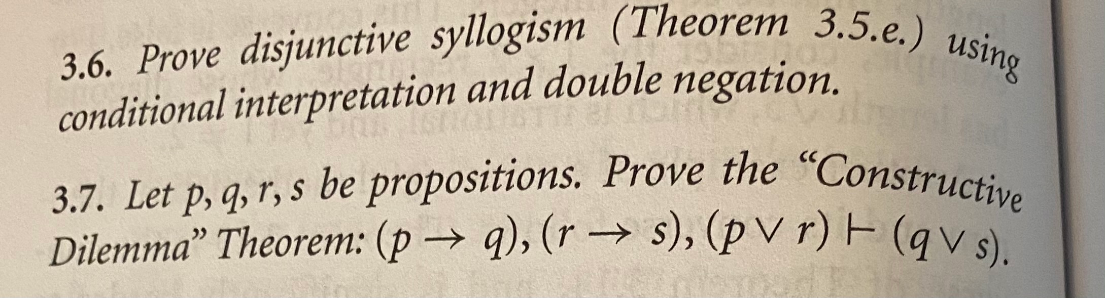 Solved 3.6. Prove disjunctive syllogism (Theorem 3.5.e.) | Chegg.com