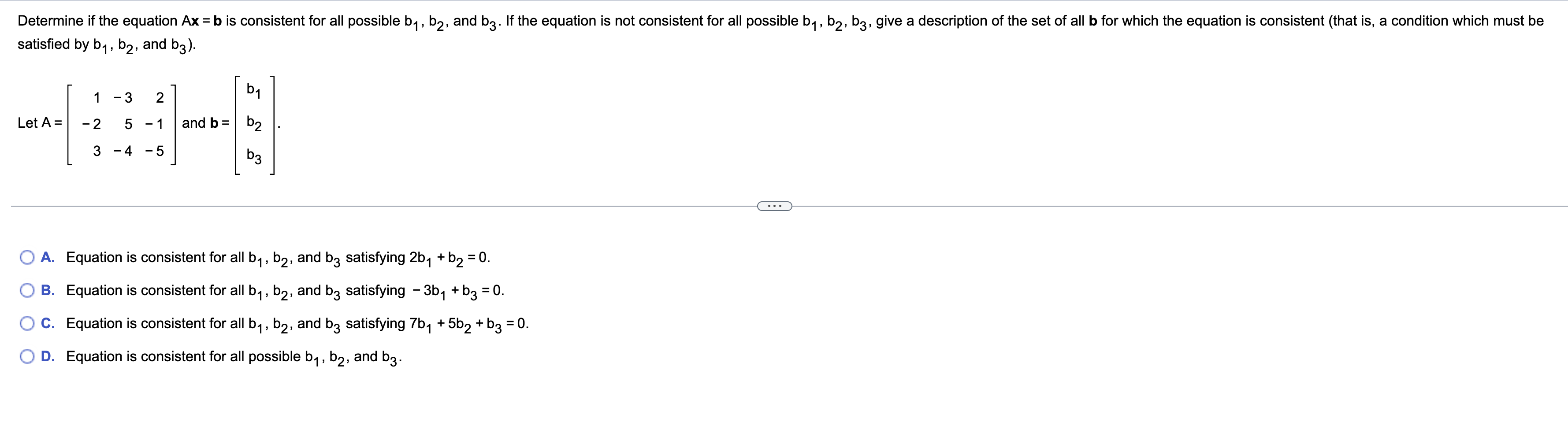 Solved 7 1 Determine if the equation Ax = b is consistent | Chegg.com