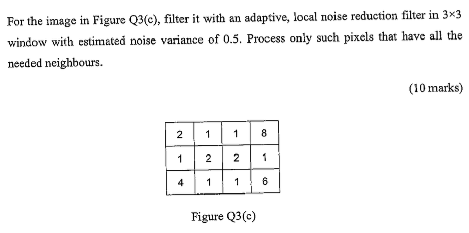 Solved For the image in Figure Q3(c), filter it with an | Chegg.com