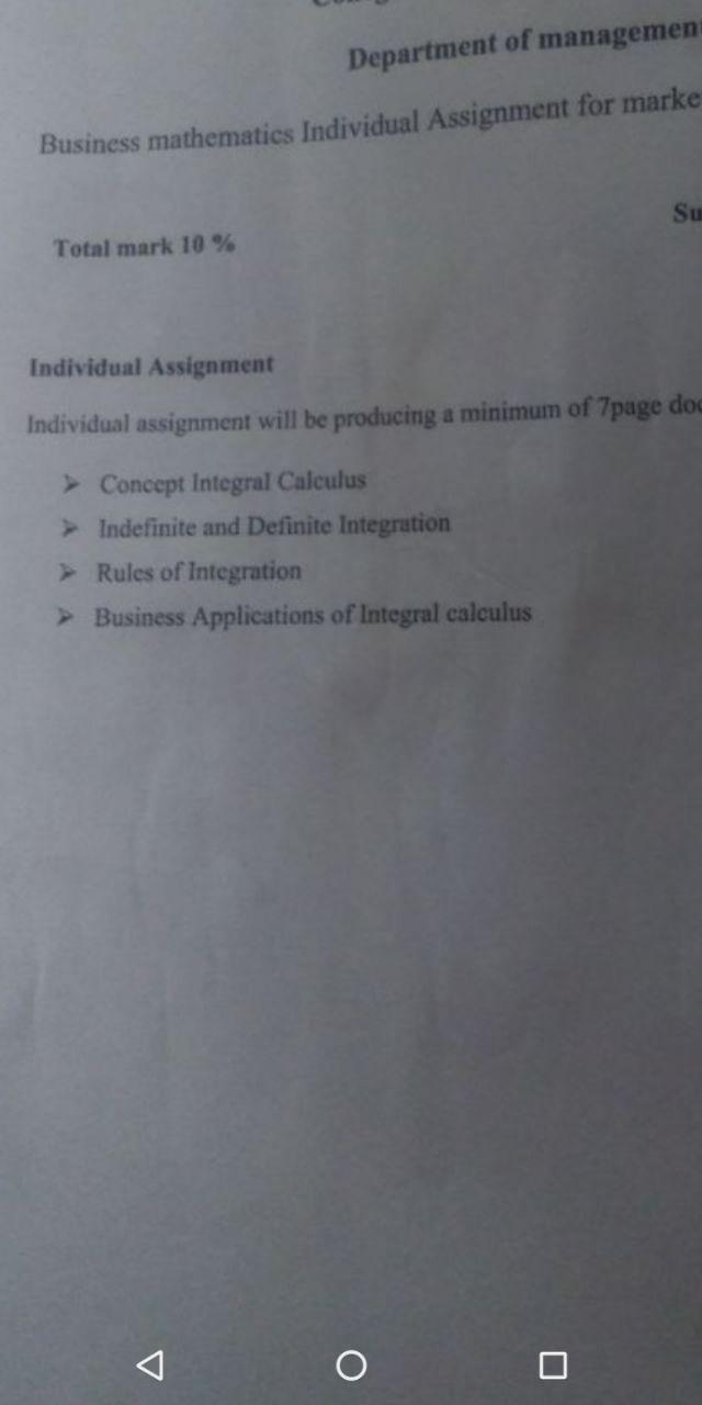 Solved Department of managemen Business mathematics | Chegg.com
