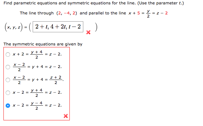 Solved Find parametric equations and symmetric equations for | Chegg.com