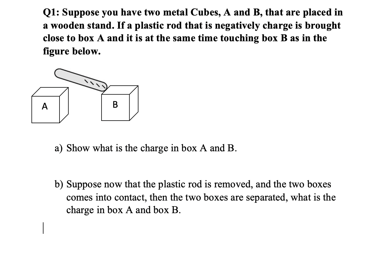 Solved Q1: Suppose you have two metal Cubes, A and B, that | Chegg.com