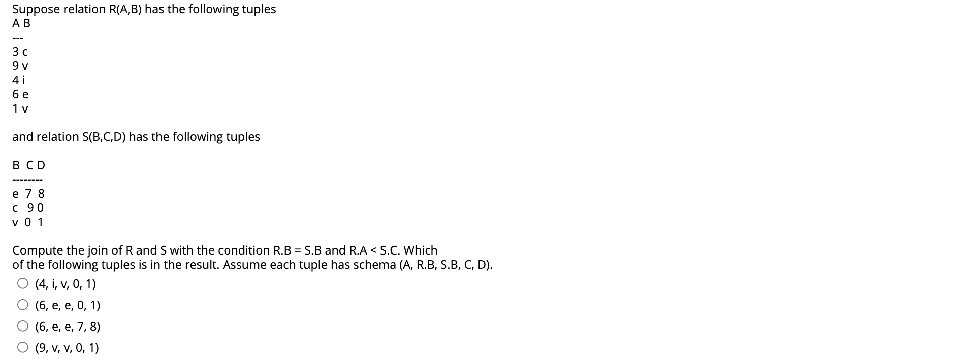 Solved Suppose relation R(A,B) has the following tuples AB | Chegg.com