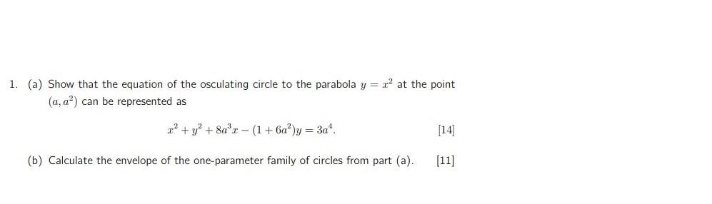 Solved 1. (a) Show that the equation of the osculating | Chegg.com