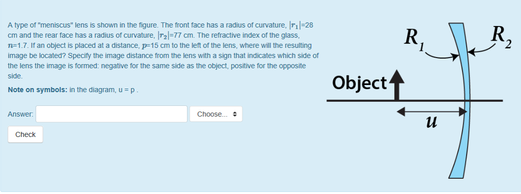 Solved A type of "meniscus" lens is shown in the figure. The | Chegg.com