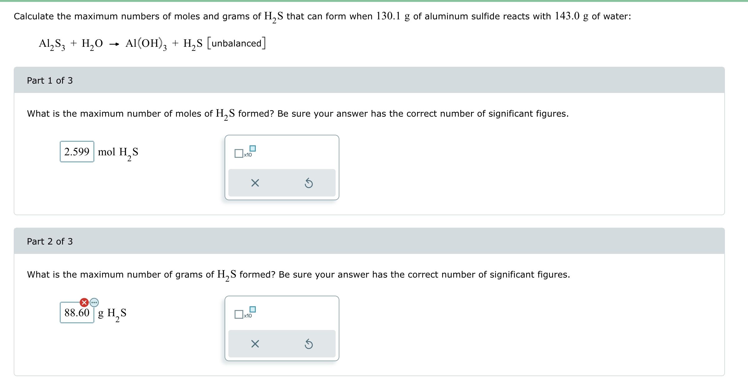 Solved Calculate the maximum numbers of moles and grams of | Chegg.com