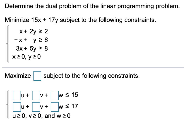 Solved Determine the dual problem of the linear programming | Chegg.com