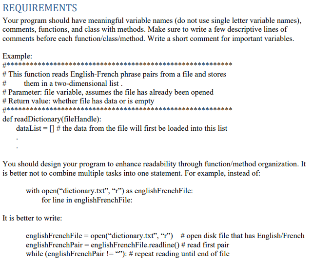 Solved REQUIREMENTS Your program should have meaningful | Chegg.com