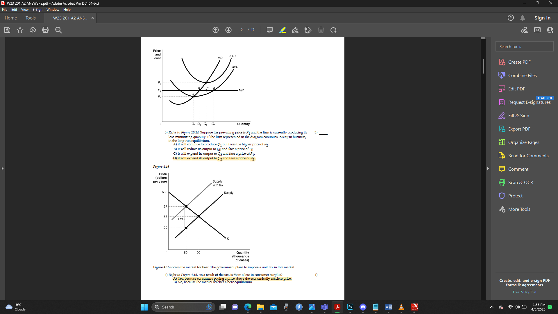 Solved W23 201 A2 Due April 4th (Hard copy at the beginning | Chegg.com