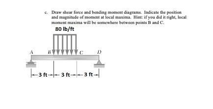 Solved 3. Consider following beam: 80 lb/ft B D | Chegg.com