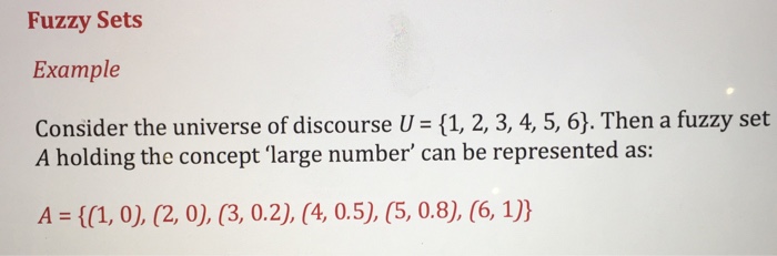 Solved Fuzzy Sets Example Consider the universe of discourse | Chegg.com