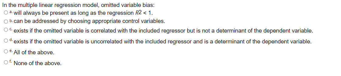 Solved In the multiple linear regression model, omitted | Chegg.com