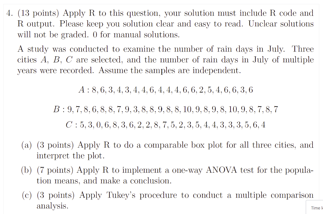 Solved (13 ﻿points) ﻿Apply R ﻿to this question, your | Chegg.com