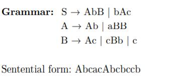 Solved Given the following grammar and the right sentential | Chegg.com