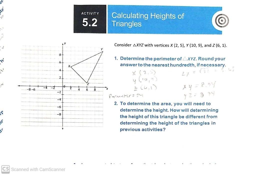 Solved la' ACTIVITY 5.2 Calculating Heights of Triangles O | Chegg.com