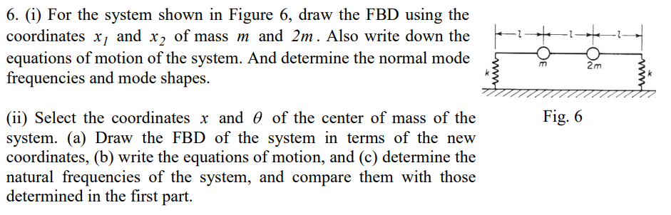 Solved 6. (i) For the system shown in Figure 6, draw the FBD | Chegg.com