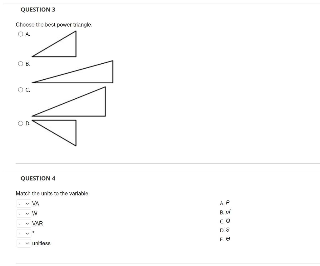 Solved QUESTION 1 Match the variable to the value in the | Chegg.com