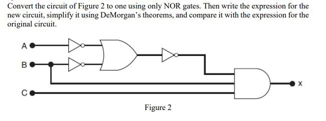 Solved Convert the circuit of Figure 2 to one using only NOR | Chegg.com