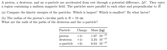 Solved A proton, a deuteron, and an a-particle are | Chegg.com