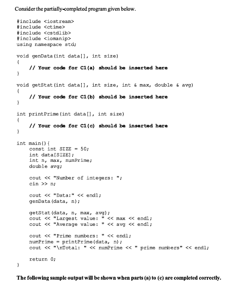 Solved Consider the partially-completed program given below. | Chegg.com