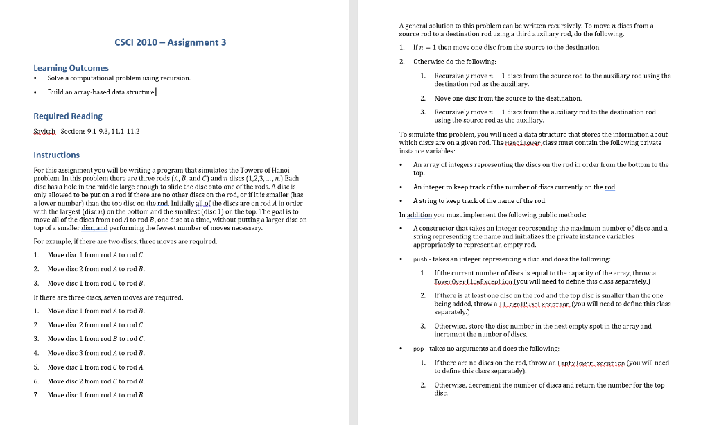 Solved CSCI 2010 - Assignment 3 Learning Outcomes Solve a | Chegg.com