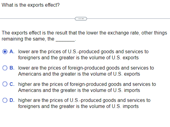 Solved What is the exports effect?The exports effect is the | Chegg.com
