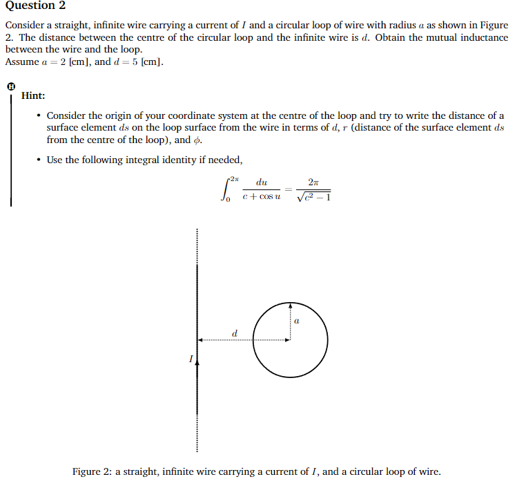 Solved Consider a straight, infinite wire carrying a current | Chegg.com