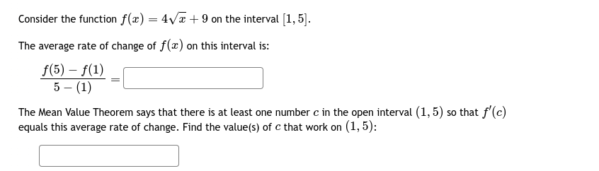 Solved Consider the function f(x)=4x+9 on the interval | Chegg.com