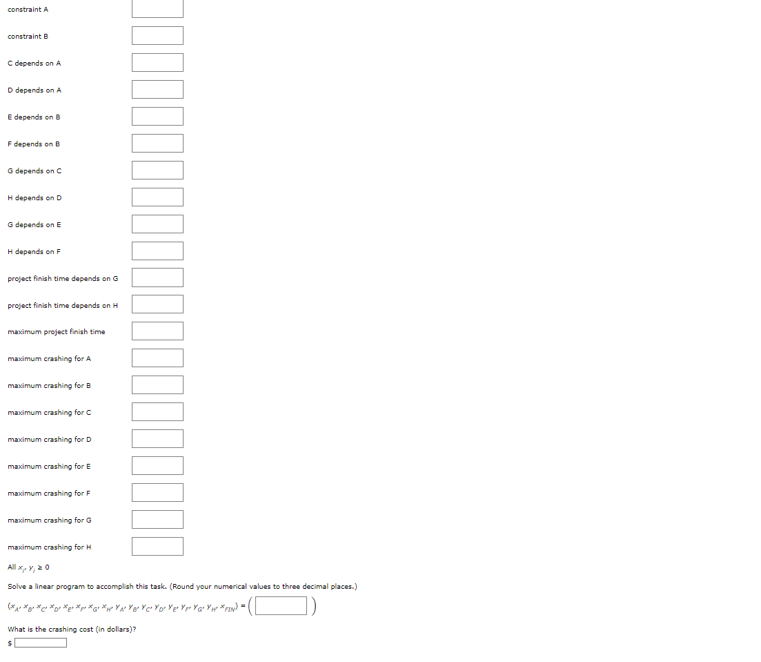 Solved ount of time activity i is crashed where | Chegg.com