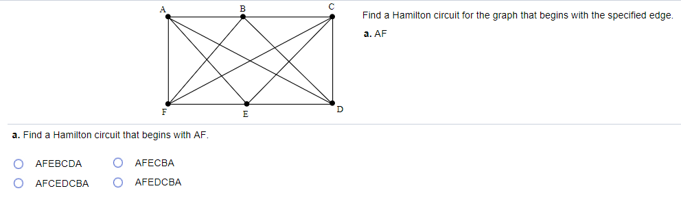 Solved Find a Hamilton circuit for the graph that begins | Chegg.com