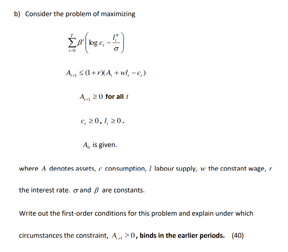 Solved b) Consider the problem of maximizing | Chegg.com