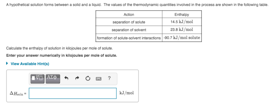 Solved A hypothetical solution forms between a solid and a | Chegg.com