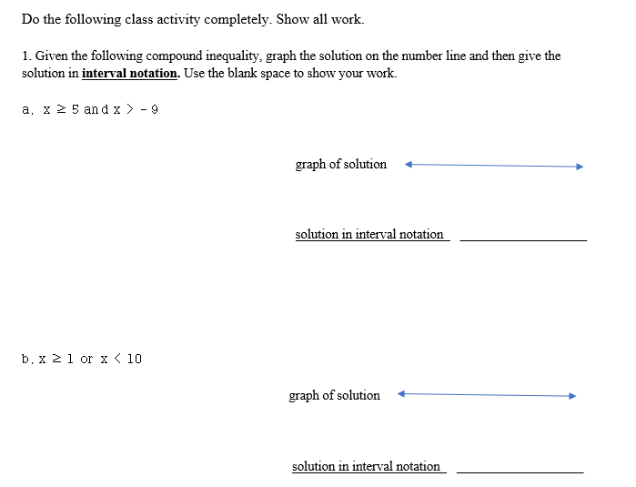 Solved Do the following class activity completely. Show all | Chegg.com